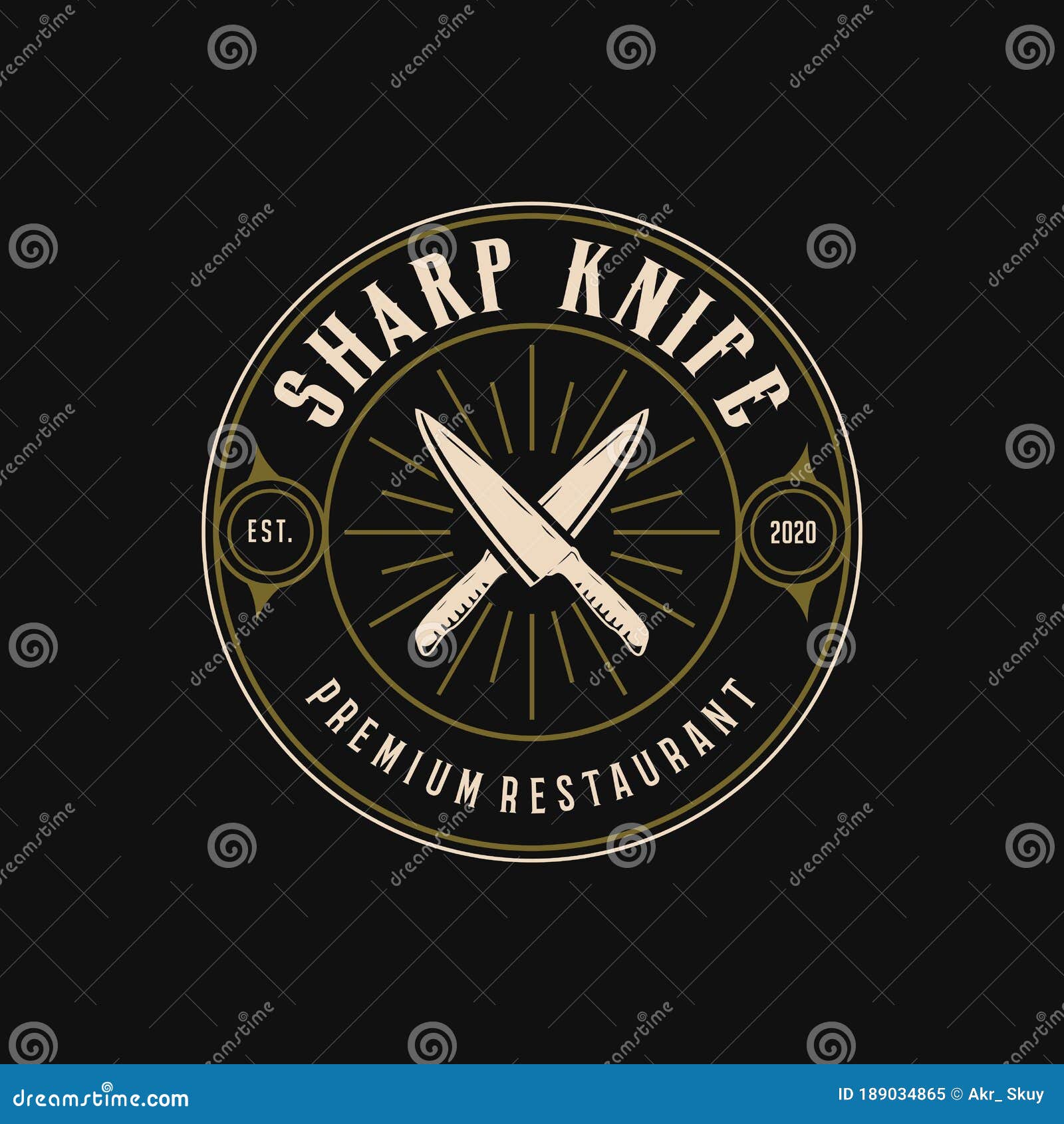 Sharp Knife Vintage Logo Design Template Stock Illustration ...