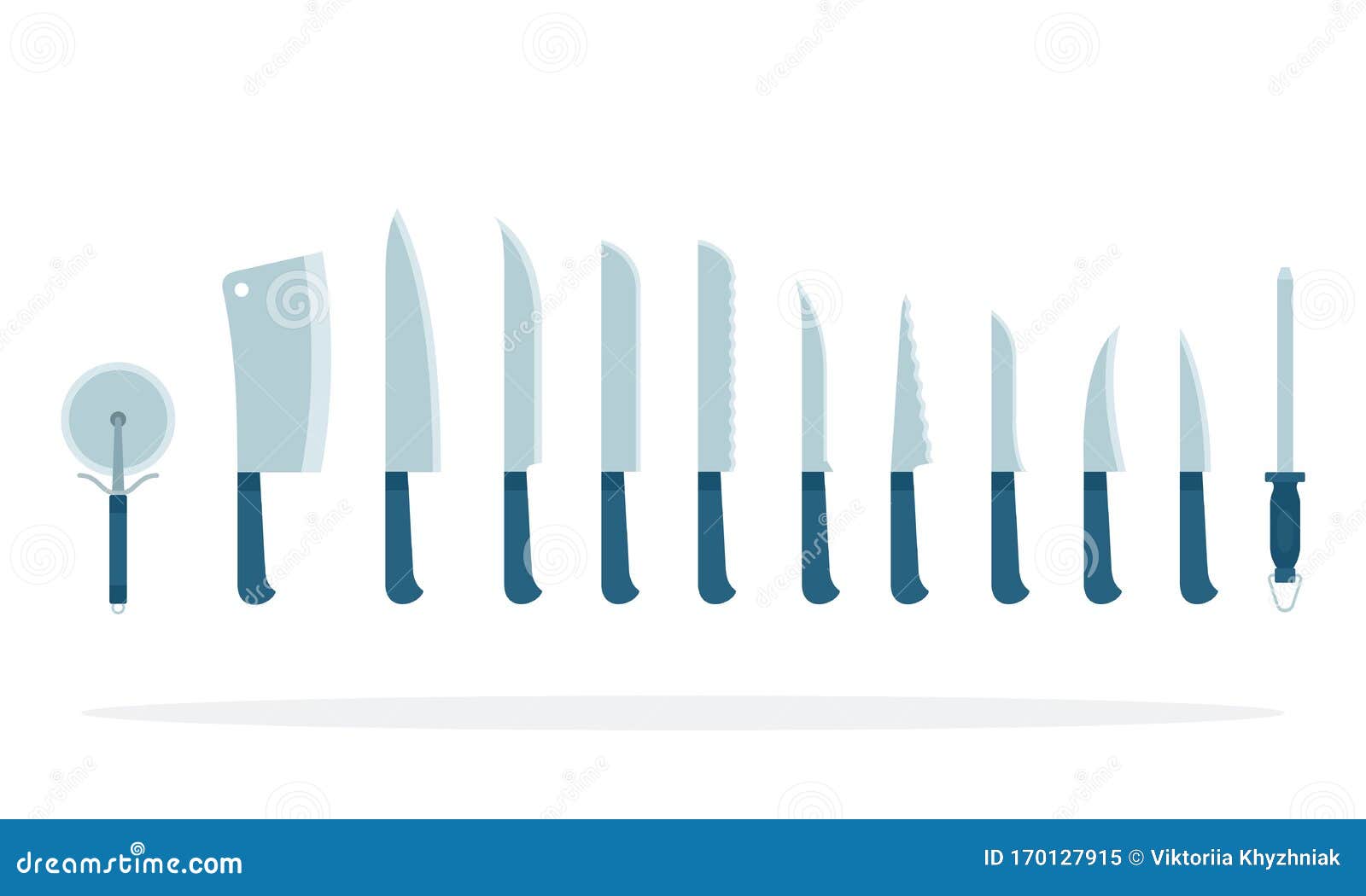 Knives. Items For Kitchen Or Battle Weapons Steel Knives For Cutting ...