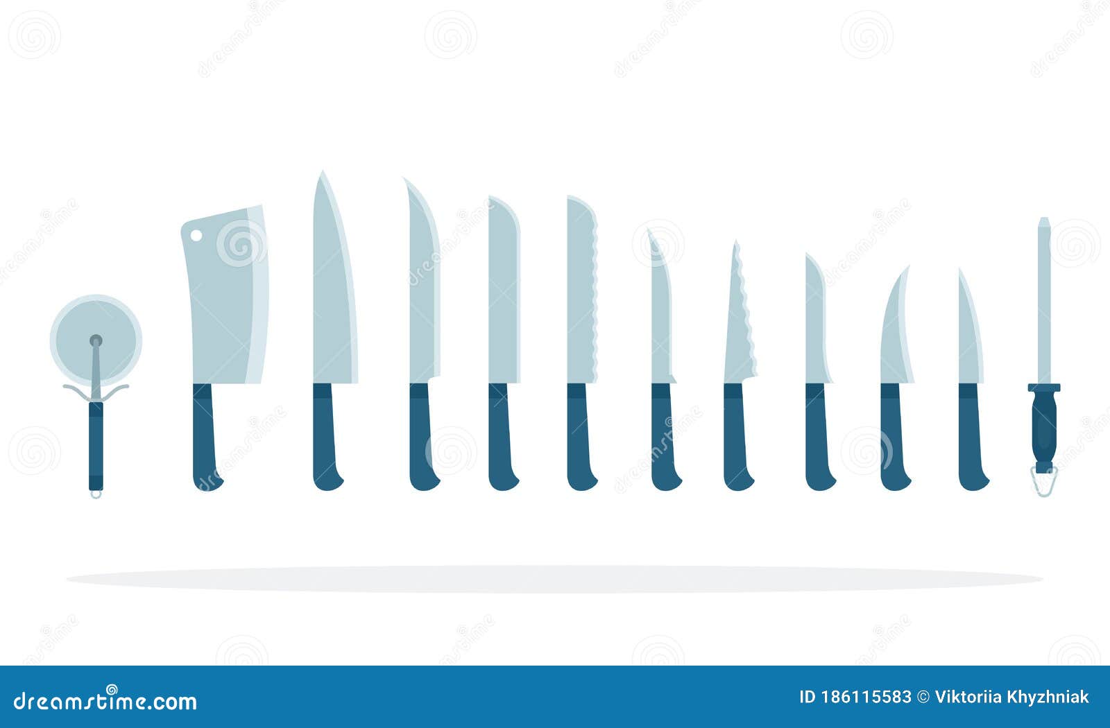 Knives. Items For Kitchen Or Battle Weapons Steel Knives For Cutting ...