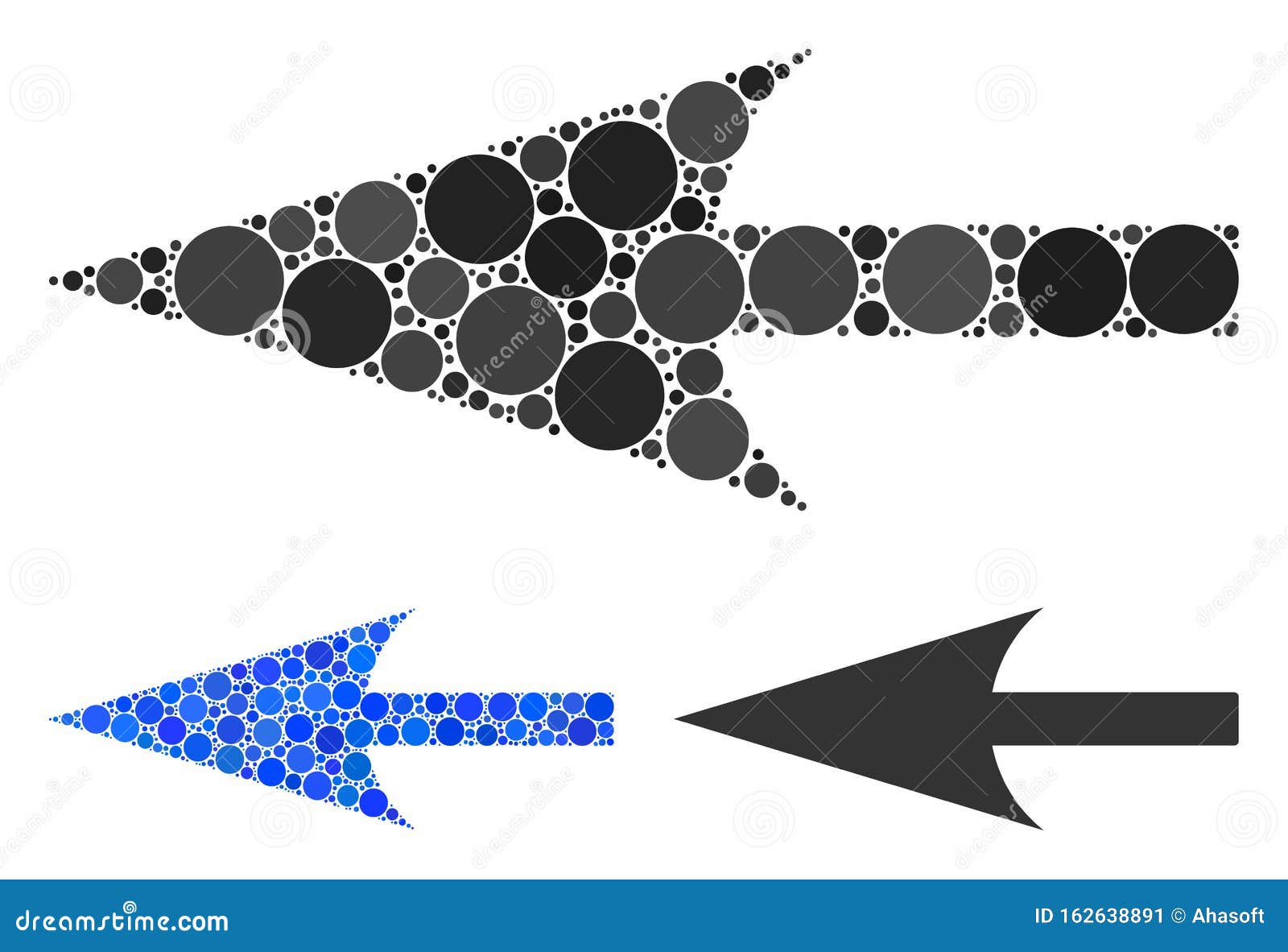 Sharp Left Arrow Composition Icon of Circles Stock Illustration ...