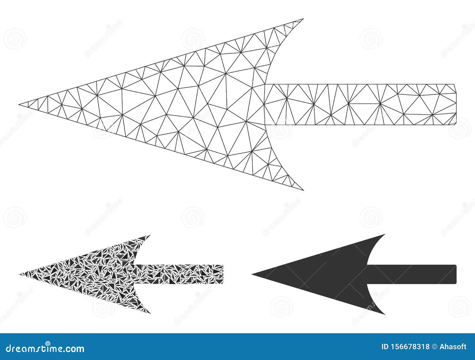 Sharp Left Arrow Vector Mesh Wire Frame Model And Triangle Mosaic Icon ...