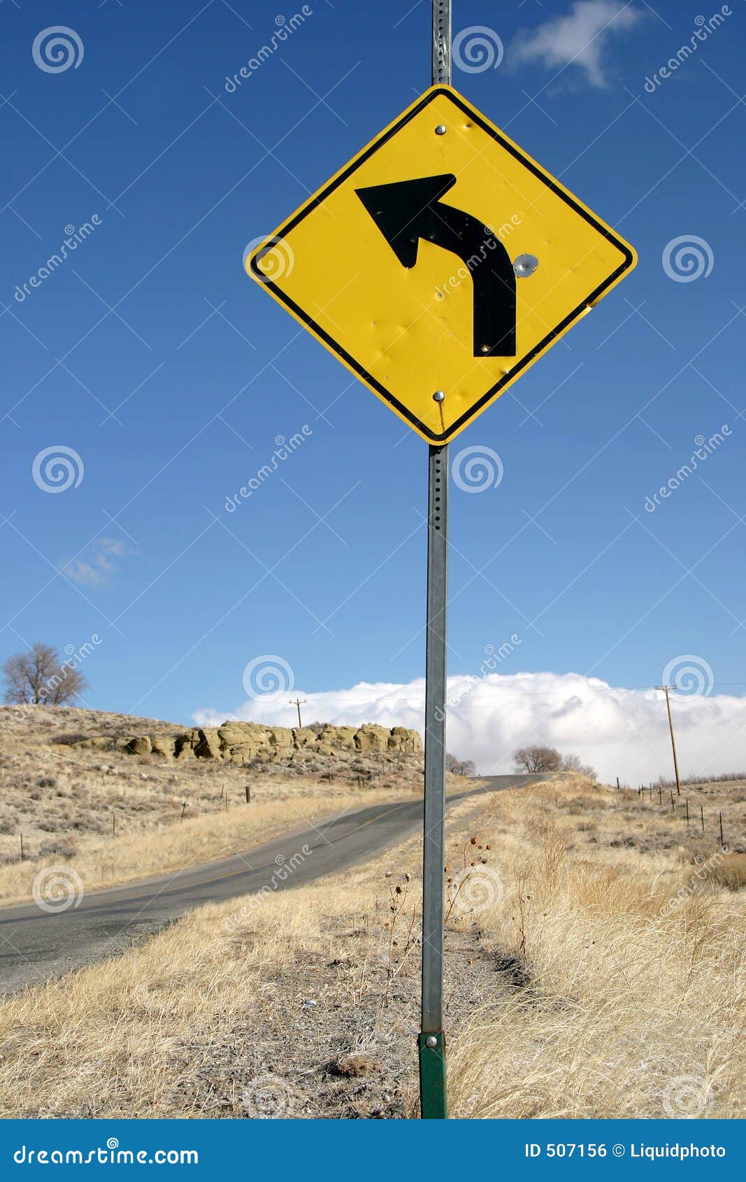 Sharp Left Turn Sign stock photo. Image of curves, metaphors - 507156