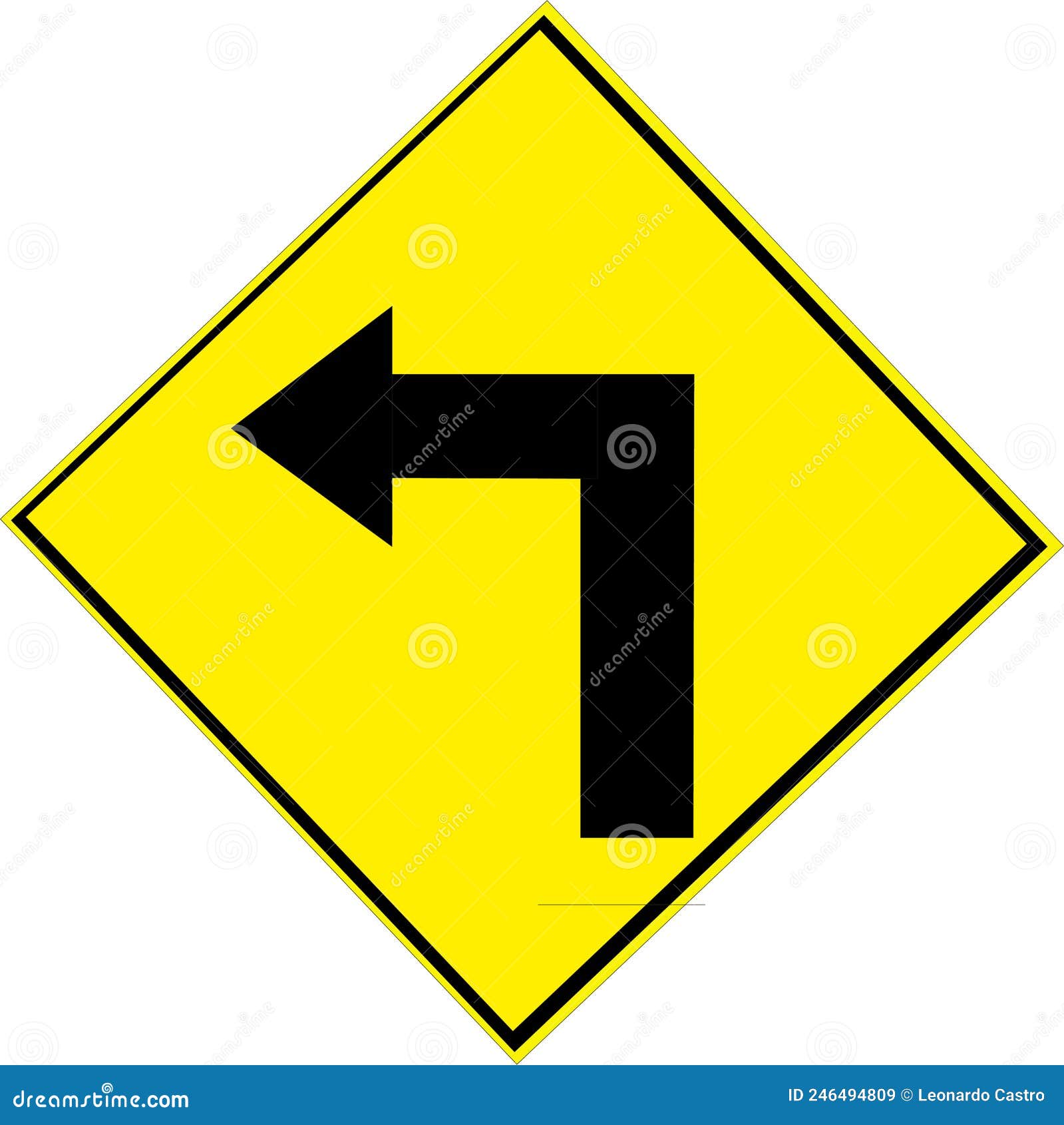 Sharp left turn sign stock illustration. Illustration of wing - 246494809