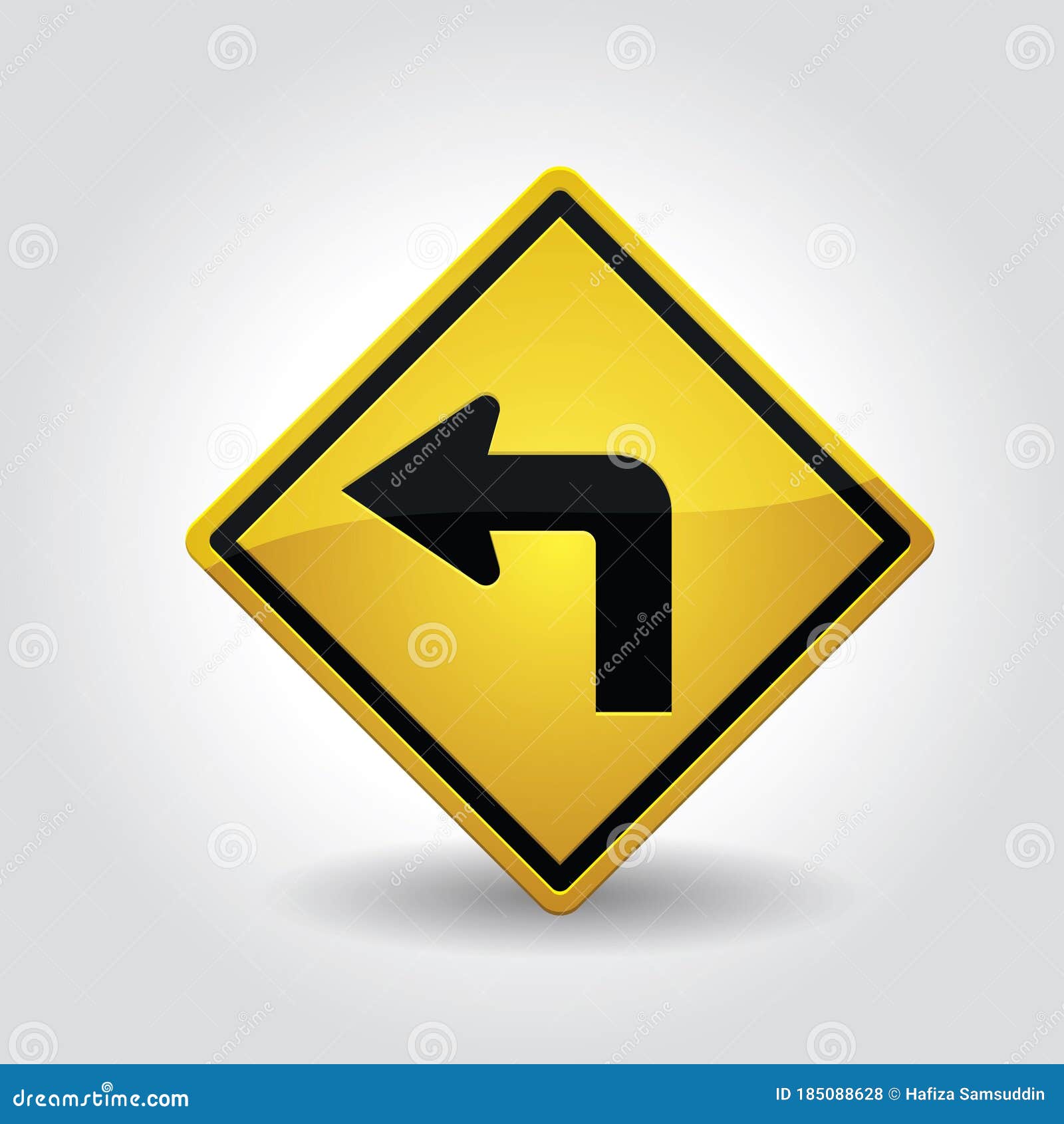Sharp Left Turn Sign. Vector Illustration Decorative Design Stock ...
