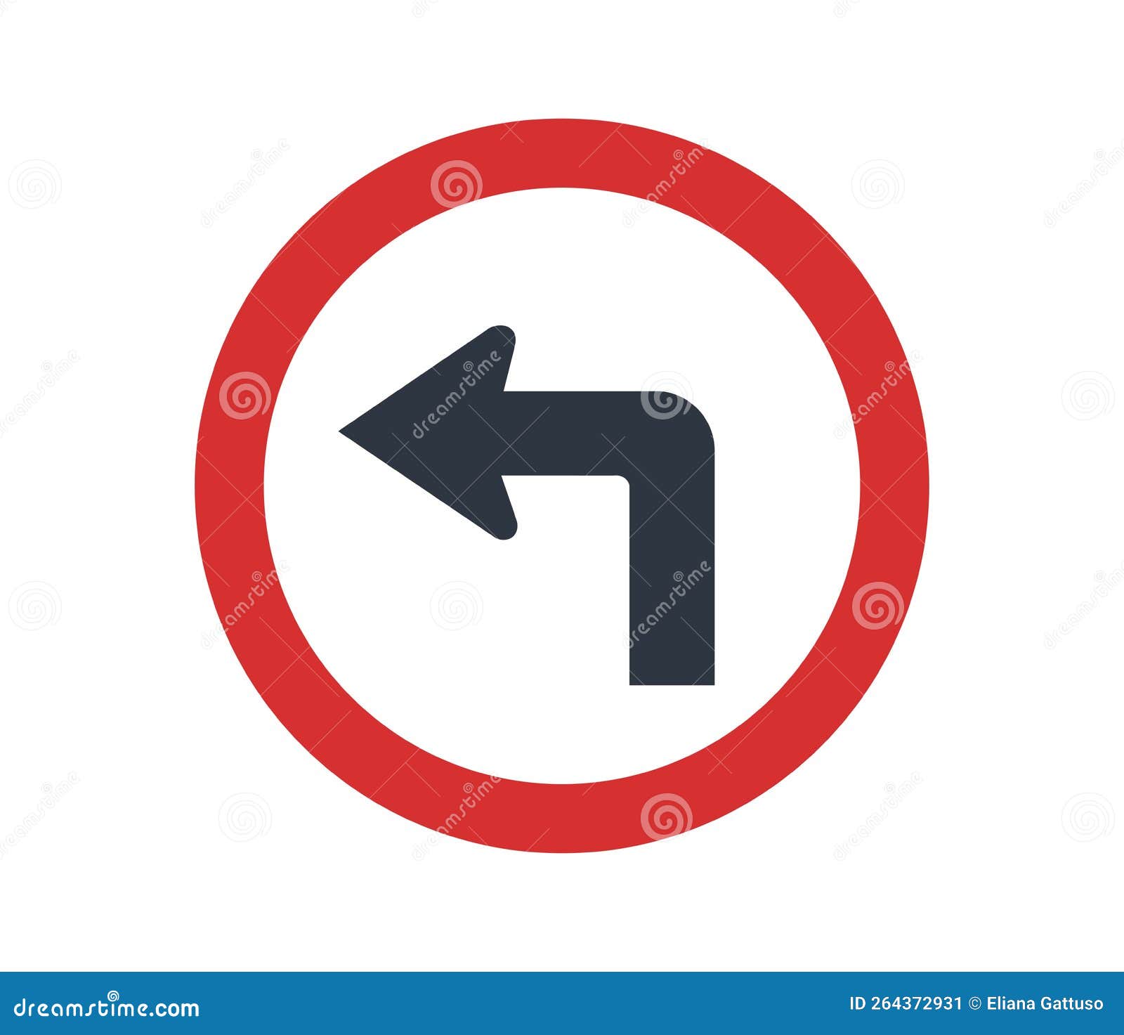 Sharp Left Turn Traffic Sign. Flat Design Stock Vector - Illustration ...