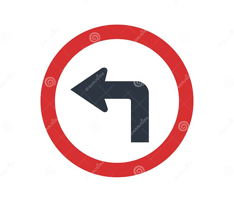 Sharp Left Turn Traffic Sign. Flat Design Stock Vector - Illustration ...
