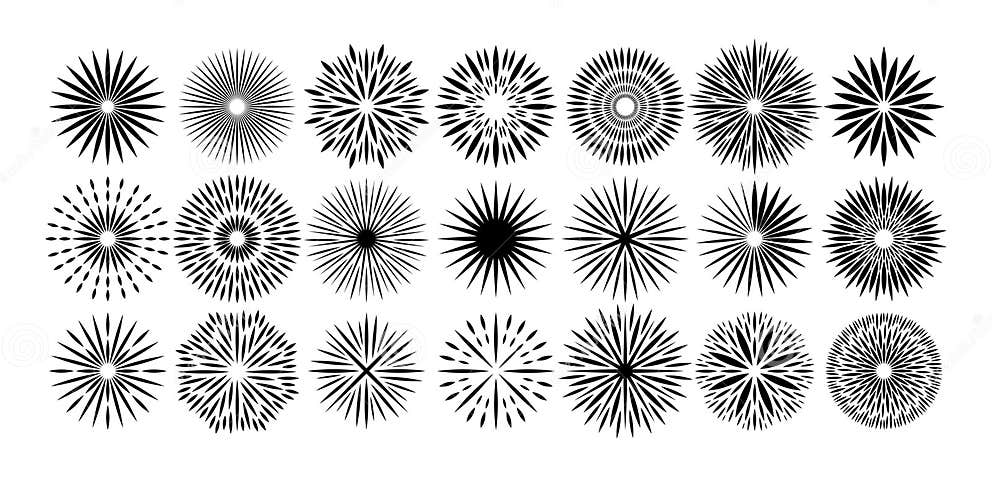 Sharp Line Abstract Sun Circle Logo Design Set Stock Vector ...