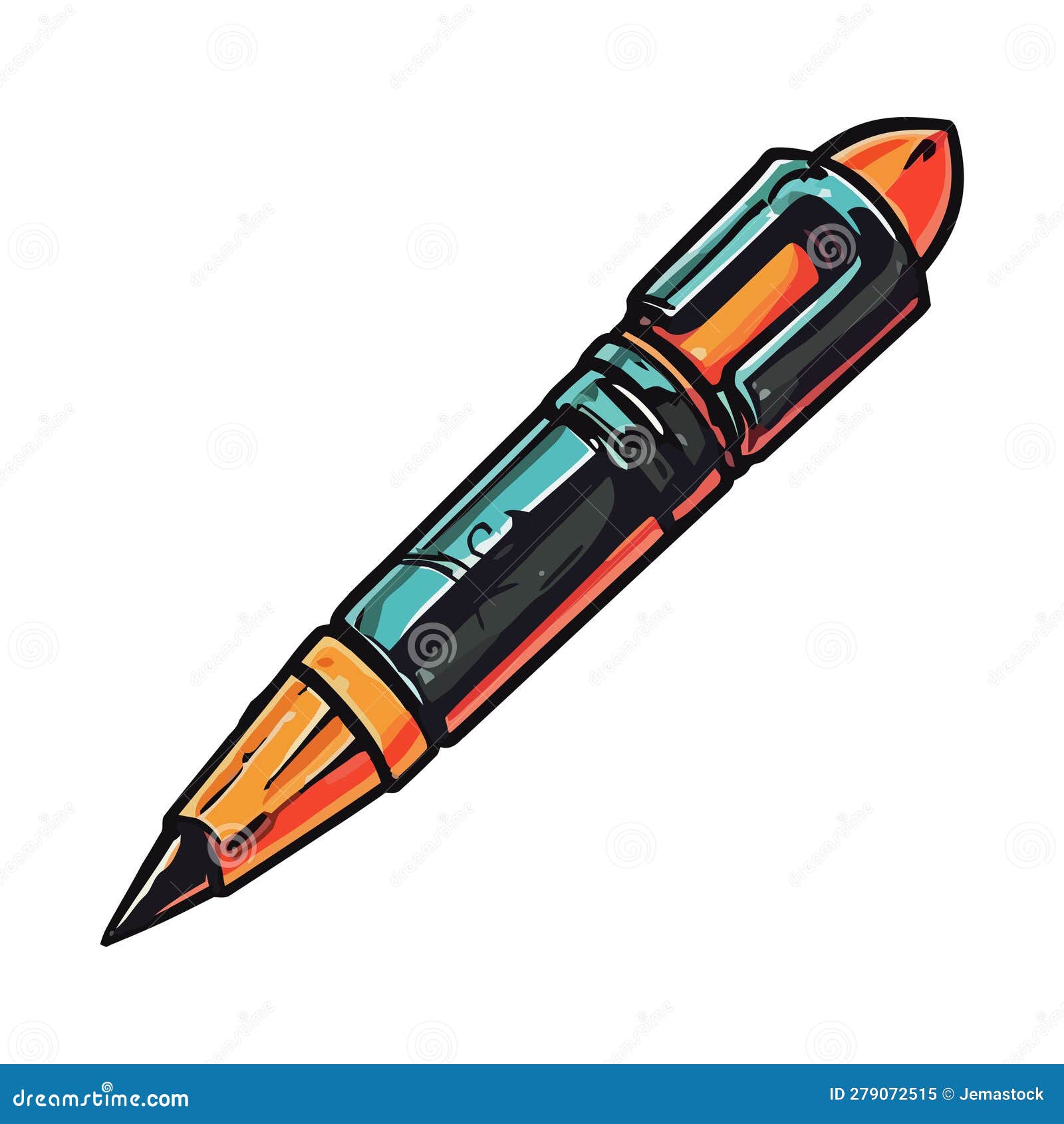 Sharp Metal Ballpoint Pen Creates Precise Drawing Stock Vector ...
