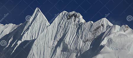 Sharp Mountain Ridge and Peak Seen from Gorakshep Stock Image - Image ...