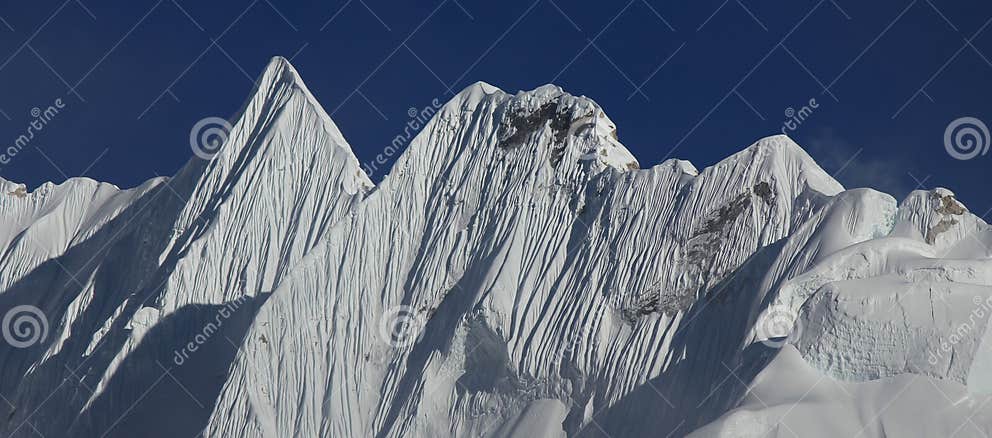 Sharp Mountain Ridge and Peak Seen from Gorakshep Stock Image - Image ...