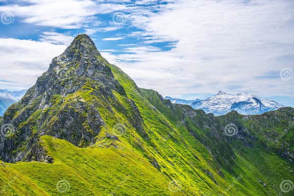 Sharp Mountain Ridge with Pihapper Mountain Stock Image - Image of ...
