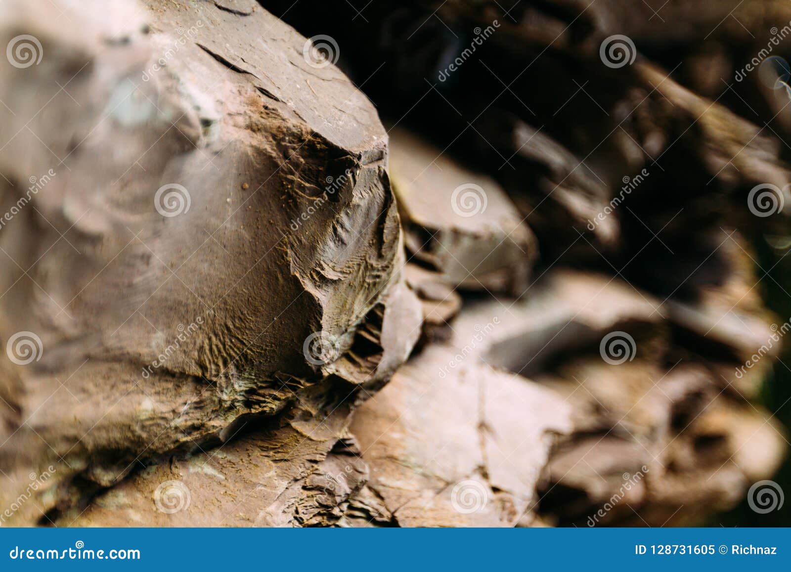 Sharp Mountain Rocks by the River. Many Layers of Stone Stock Image ...