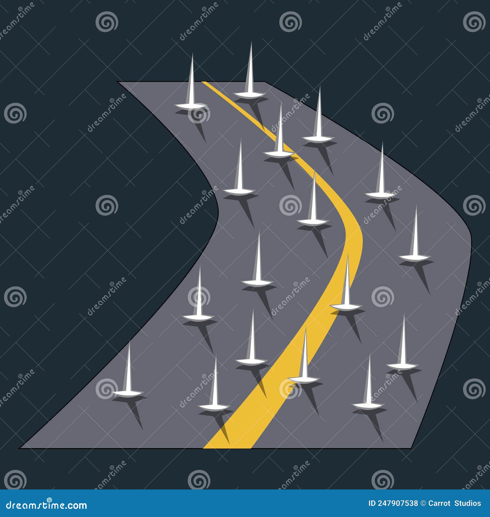 Sharp Nails on the Road Clip Art Stock Illustration - Illustration of ...