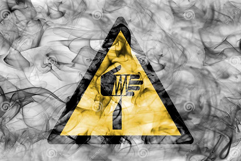 Sharp Objects Hazard Warning Smoke Sign. Triangular Warning Hazard Sign ...