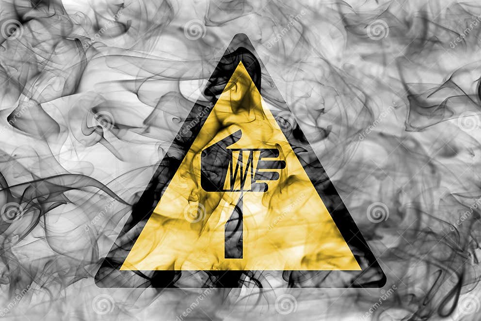 Sharp Objects Hazard Warning Smoke Sign. Triangular Warning Hazard Sign ...