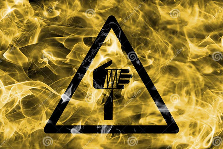 Sharp Objects Hazard Warning Smoke Sign. Triangular Warning Hazard Sign ...