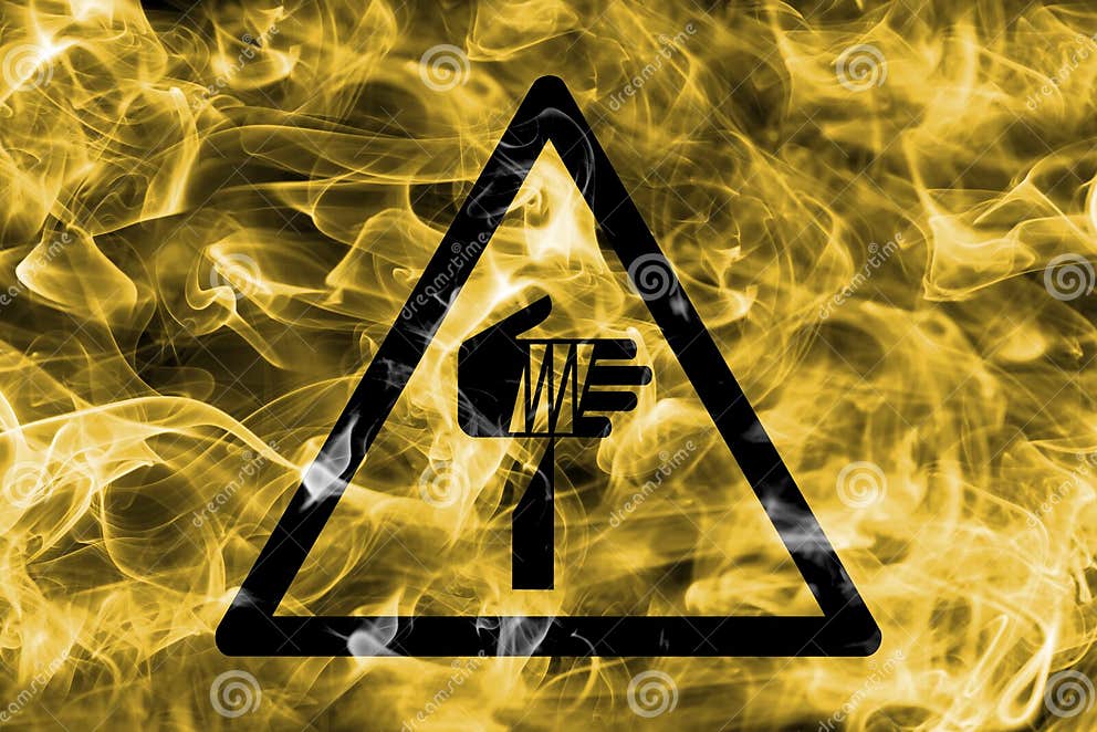 Sharp Objects Hazard Warning Smoke Sign. Triangular Warning Hazard Sign ...