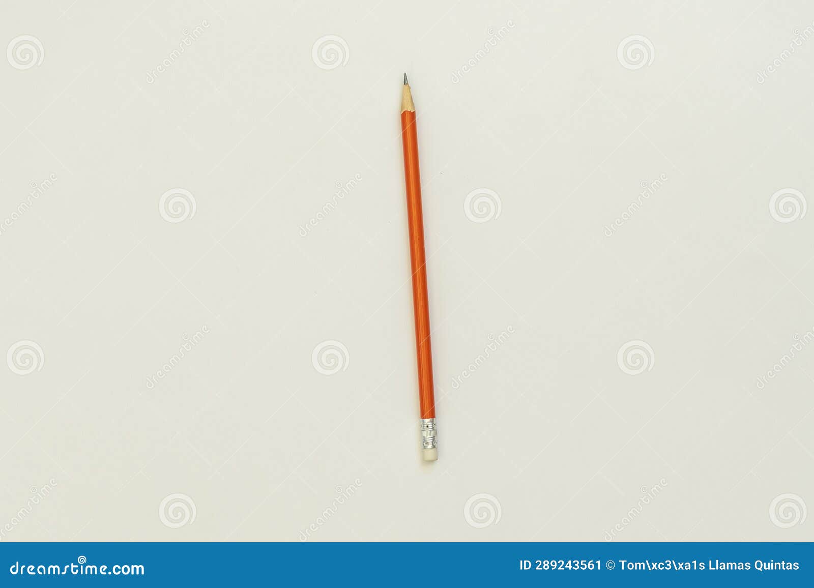 A Sharp Orange Pencil with a Small Eraser Stock Image - Image of ...