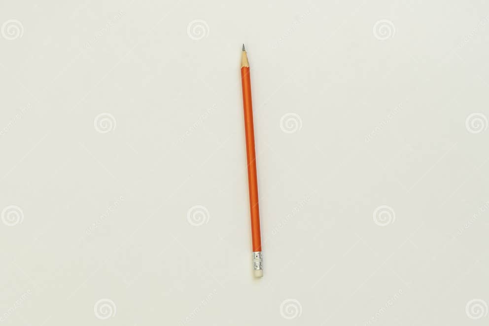 A Sharp Orange Pencil with a Small Eraser Stock Image - Image of ...