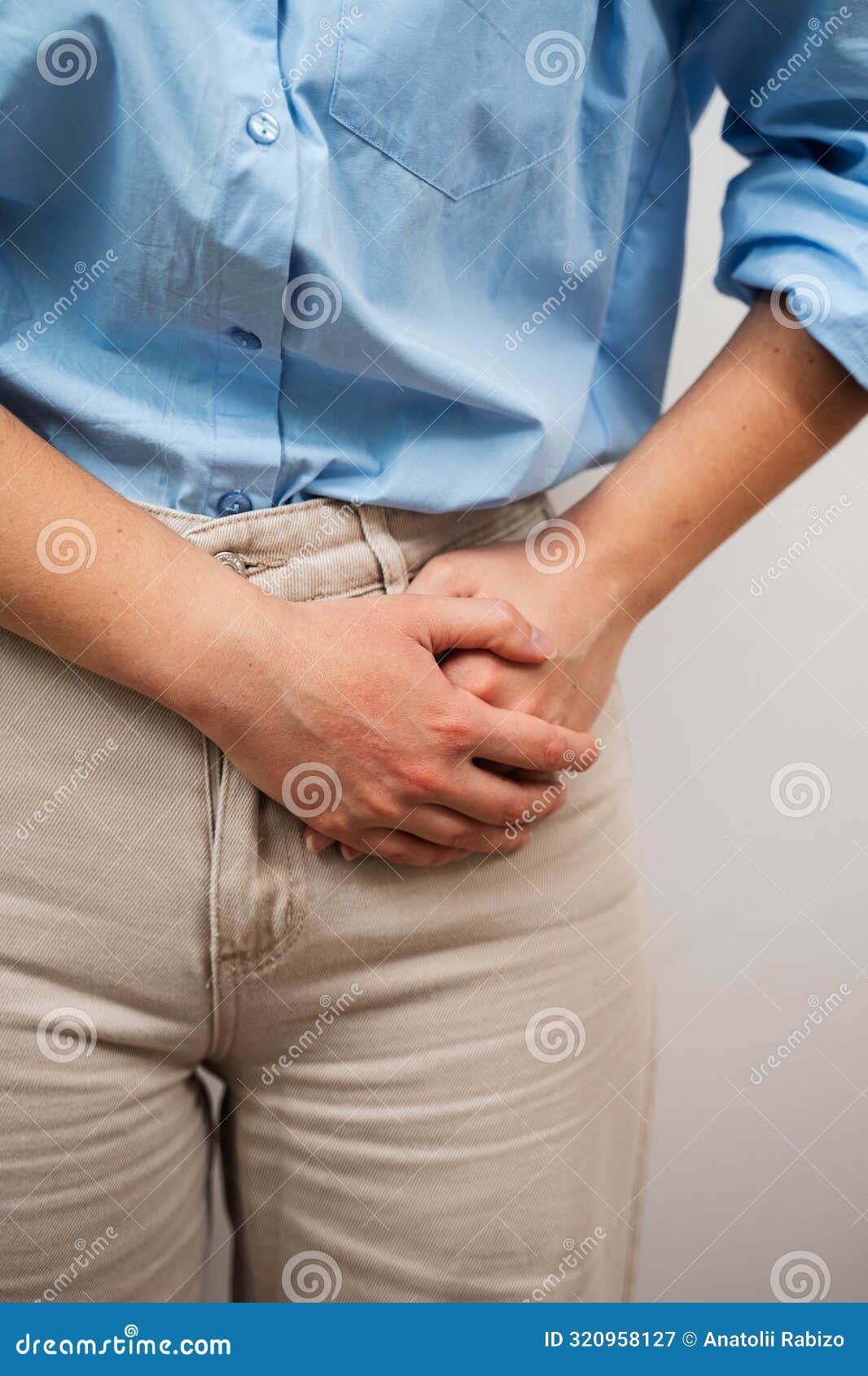 Sharp Pain of Inflammation of the Appendix. Woman Holds on To the Lower ...