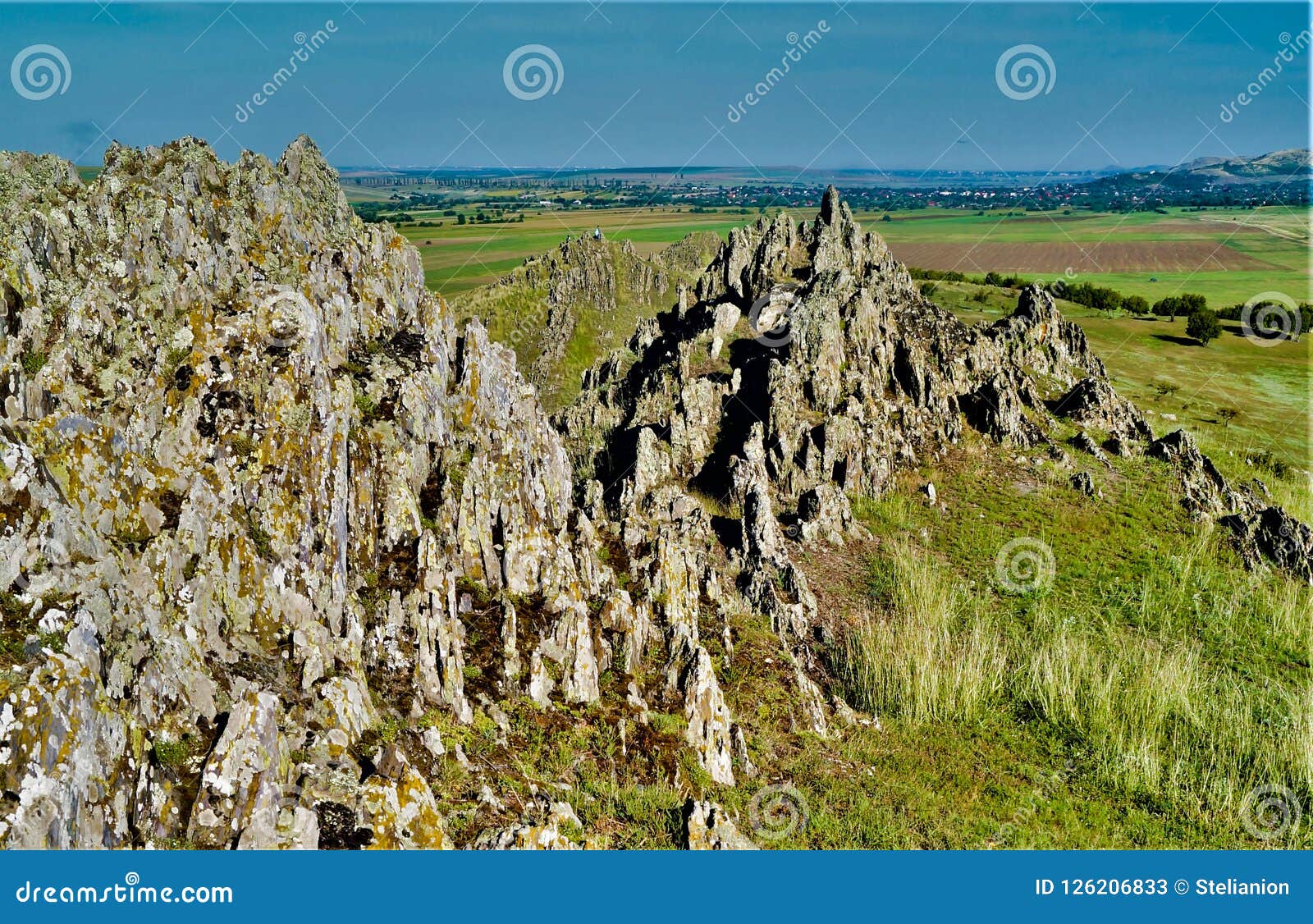 Sharp Peaks of Mountains and Plains Stock Image - Image of trees ...