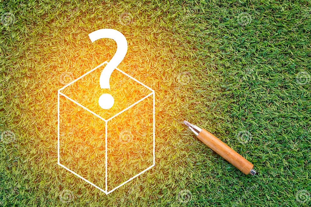 Sharp Pencil with Box and Question Mark Stock Photo - Image of context ...