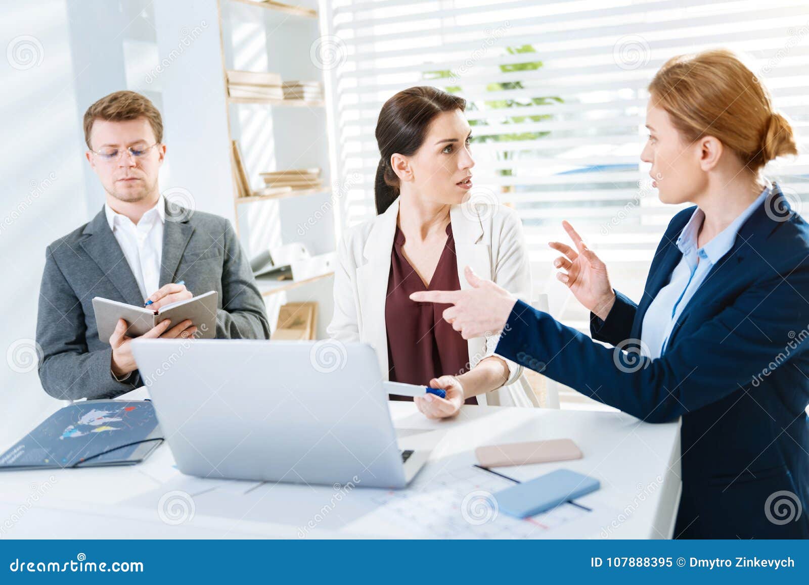 Attractive Three Colleagues Arguing Over Issue Stock Image - Image of ...