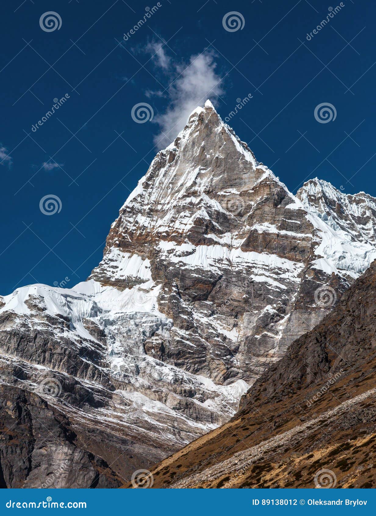 Sharp Pointed Mountain Peak in Nepal Himalaya Stock Photo - Image of ...