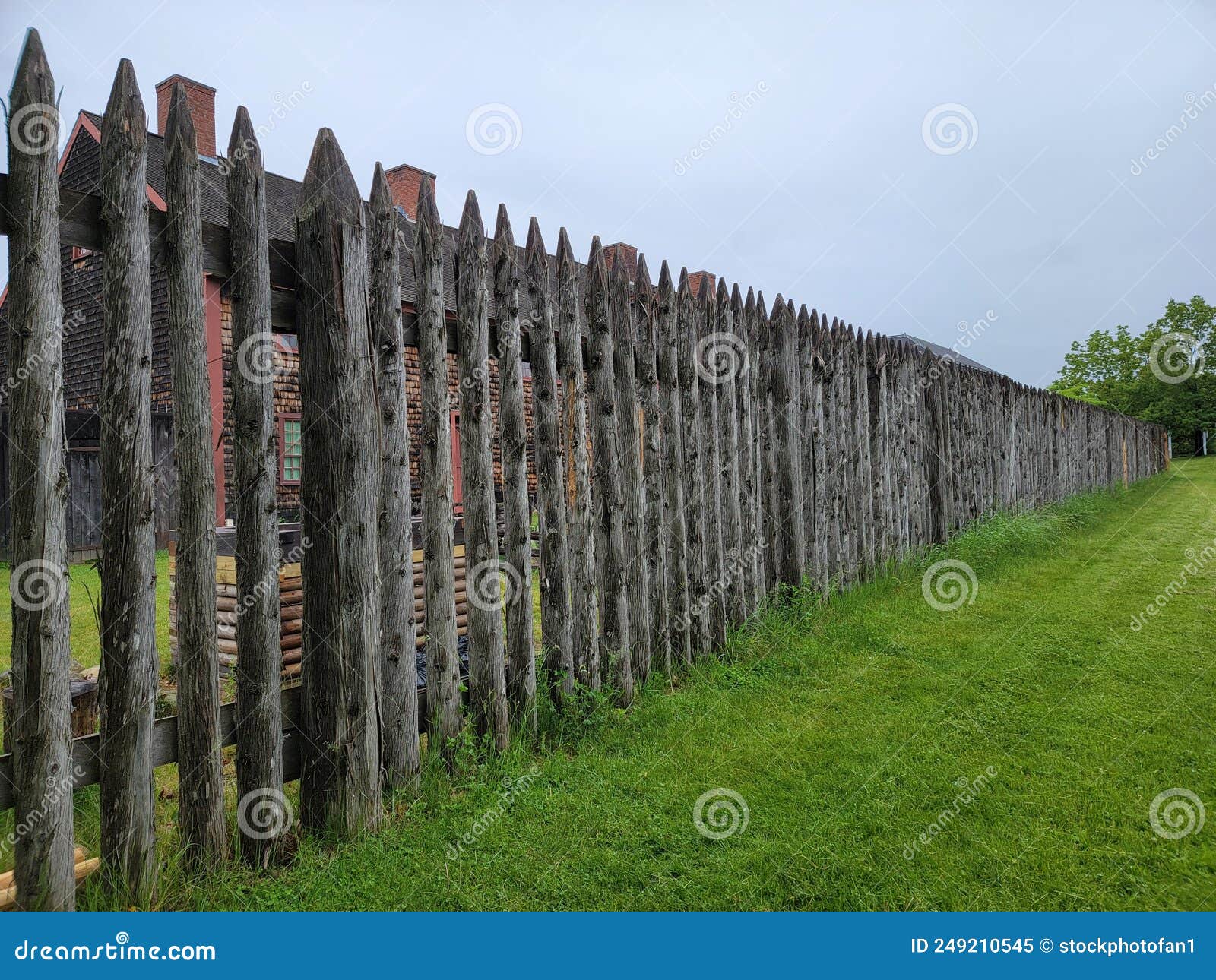 Sharp Wooden Fence or Wall with Fort with Grass Stock Image - Image of ...