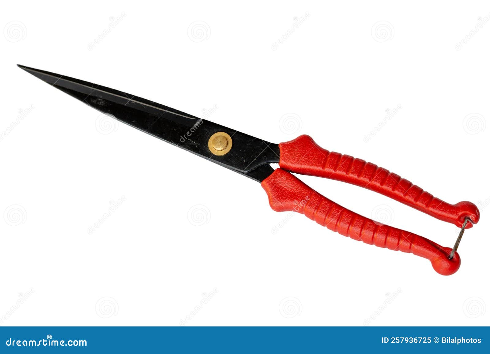 Sharp Pruning Tool with Red Plastic Handles on White Isolated ...