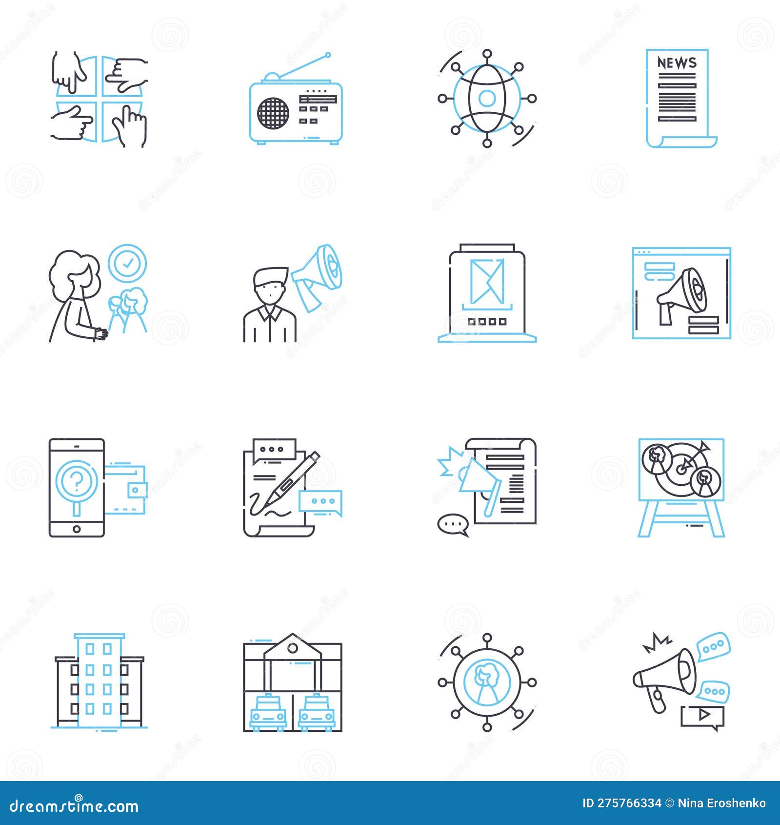 Sharp Public Linear Icons Set. Dynamic, Progressive, Innovative ...