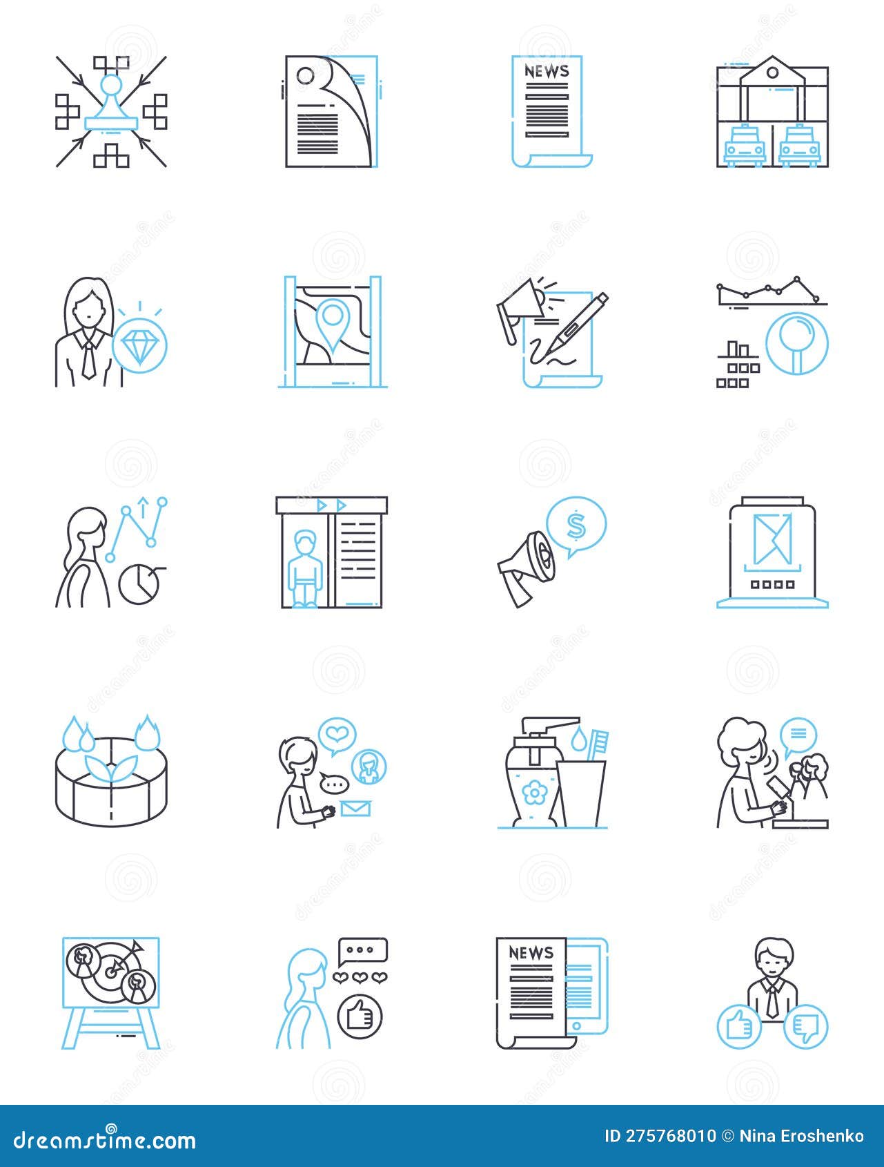 Sharp Public Linear Icons Set. Dynamic, Progressive, Innovative ...