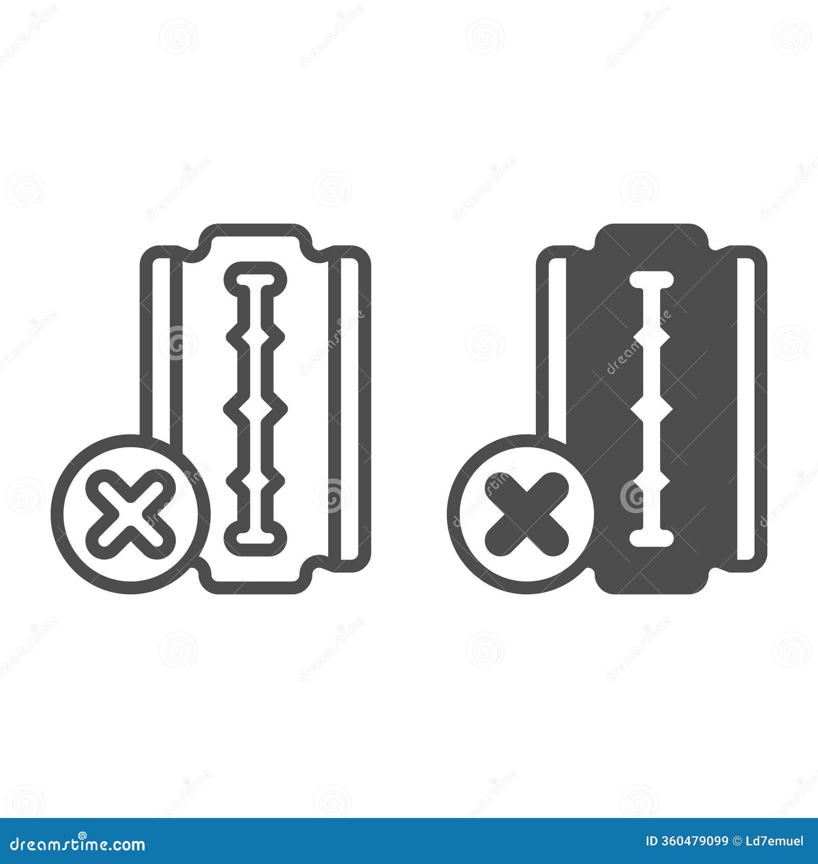 Sharp Razor Blade Ban Line and Solid Icon, Prohibited Items Concept ...