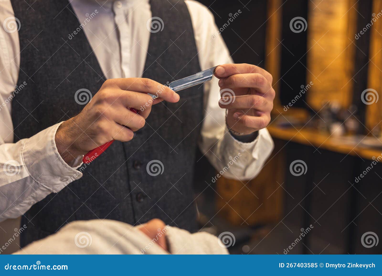Barber Checking the Razor Sharpness Stock Image - Image of appearance ...