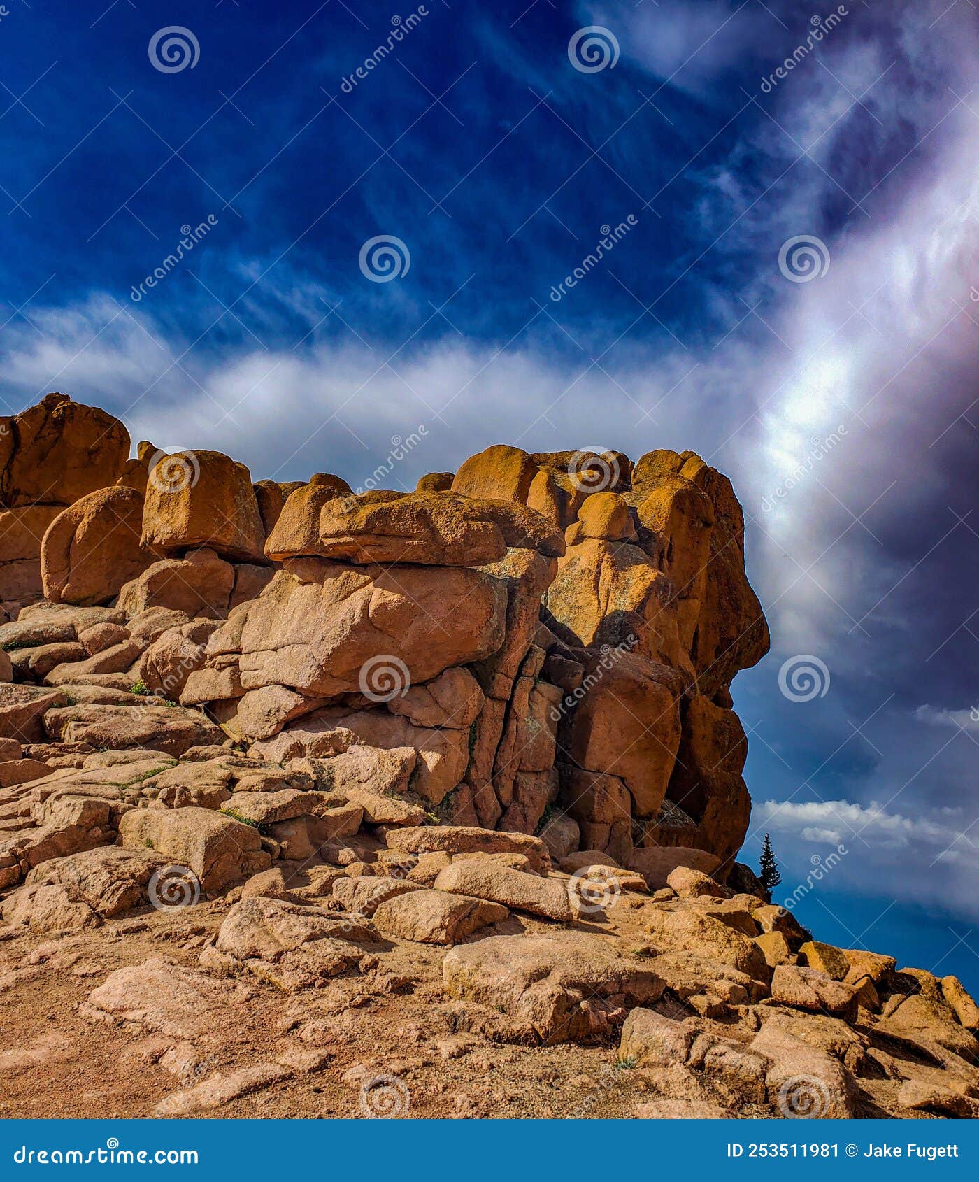 Red Mountain Rocky Outcrop and Sky Stock Image - Image of wilderness ...