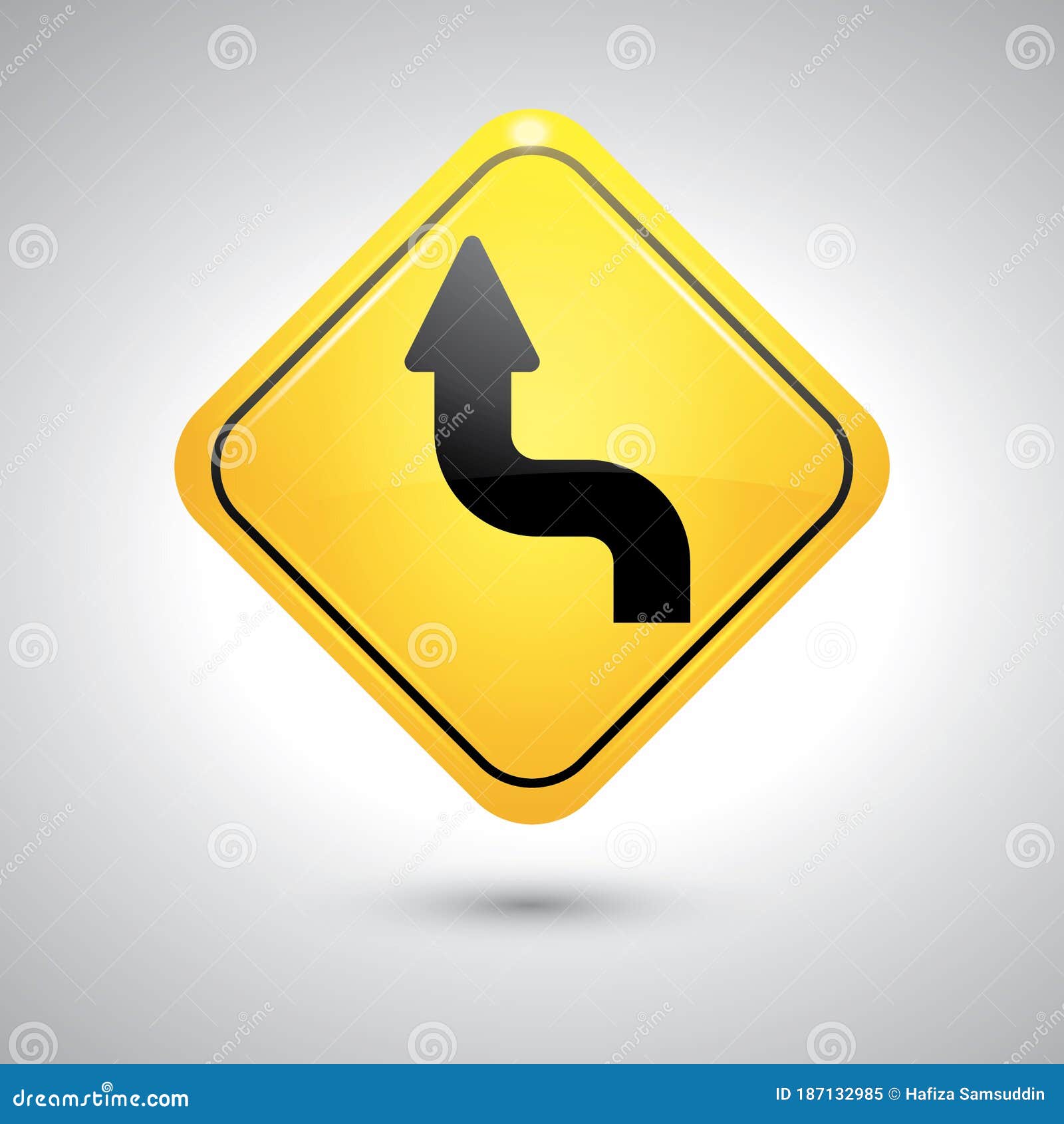 Sharp Reverse Left Turns Ahead Sign. Vector Illustration Decorative ...
