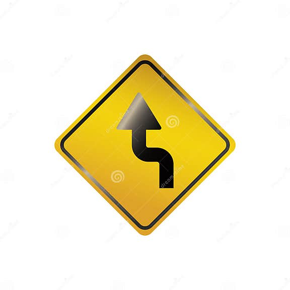 Sharp Reverse Left Turns Ahead Sign. Vector Illustration Decorative ...