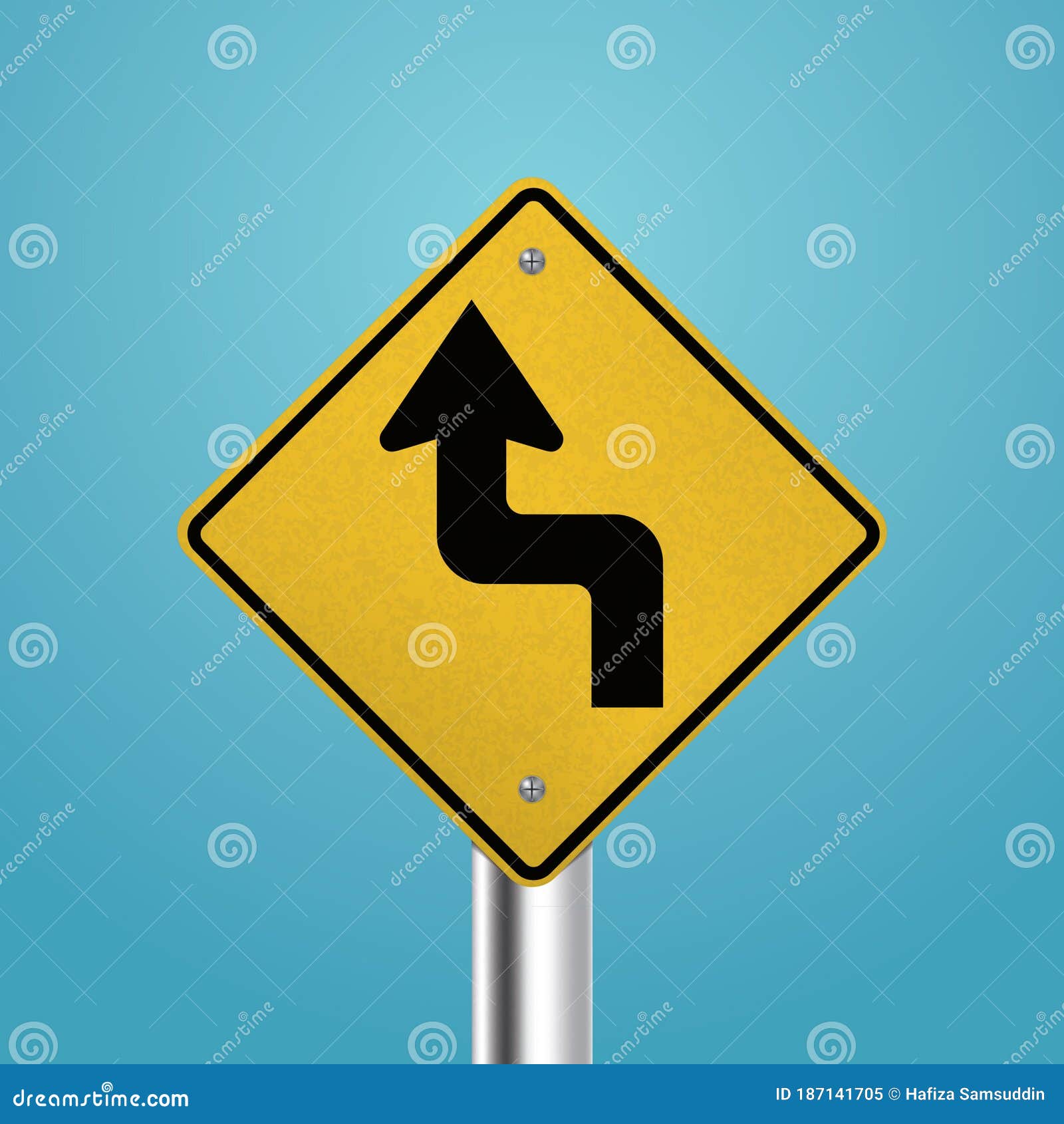 Sharp Reverse Left Turns Ahead Signboard. Vector Illustration ...