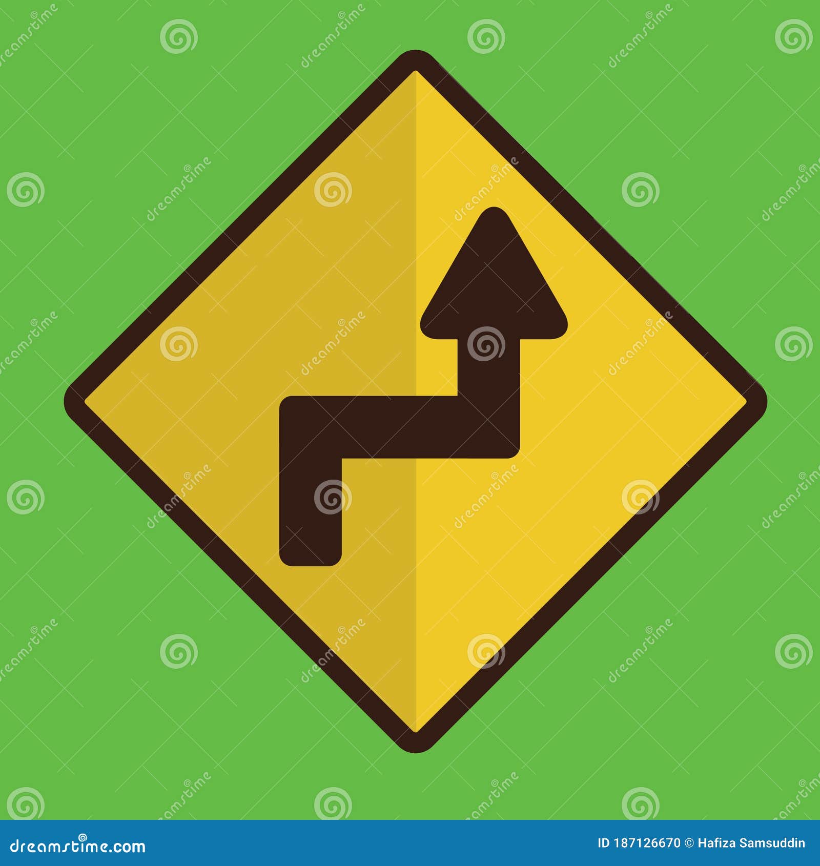 Sharp Reverse Right Turns Ahead Sign. Vector Illustration Decorative ...
