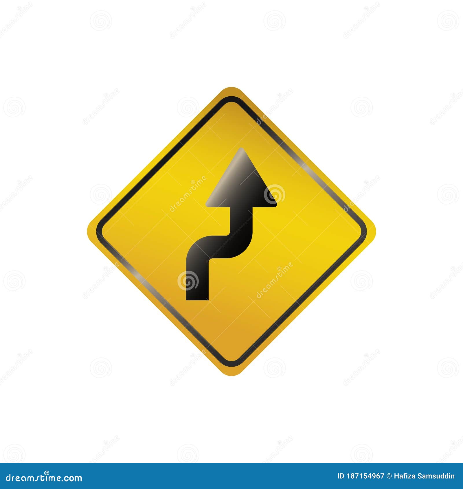 Sharp Reverse Right Turns Ahead Sign. Vector Illustration Decorative ...