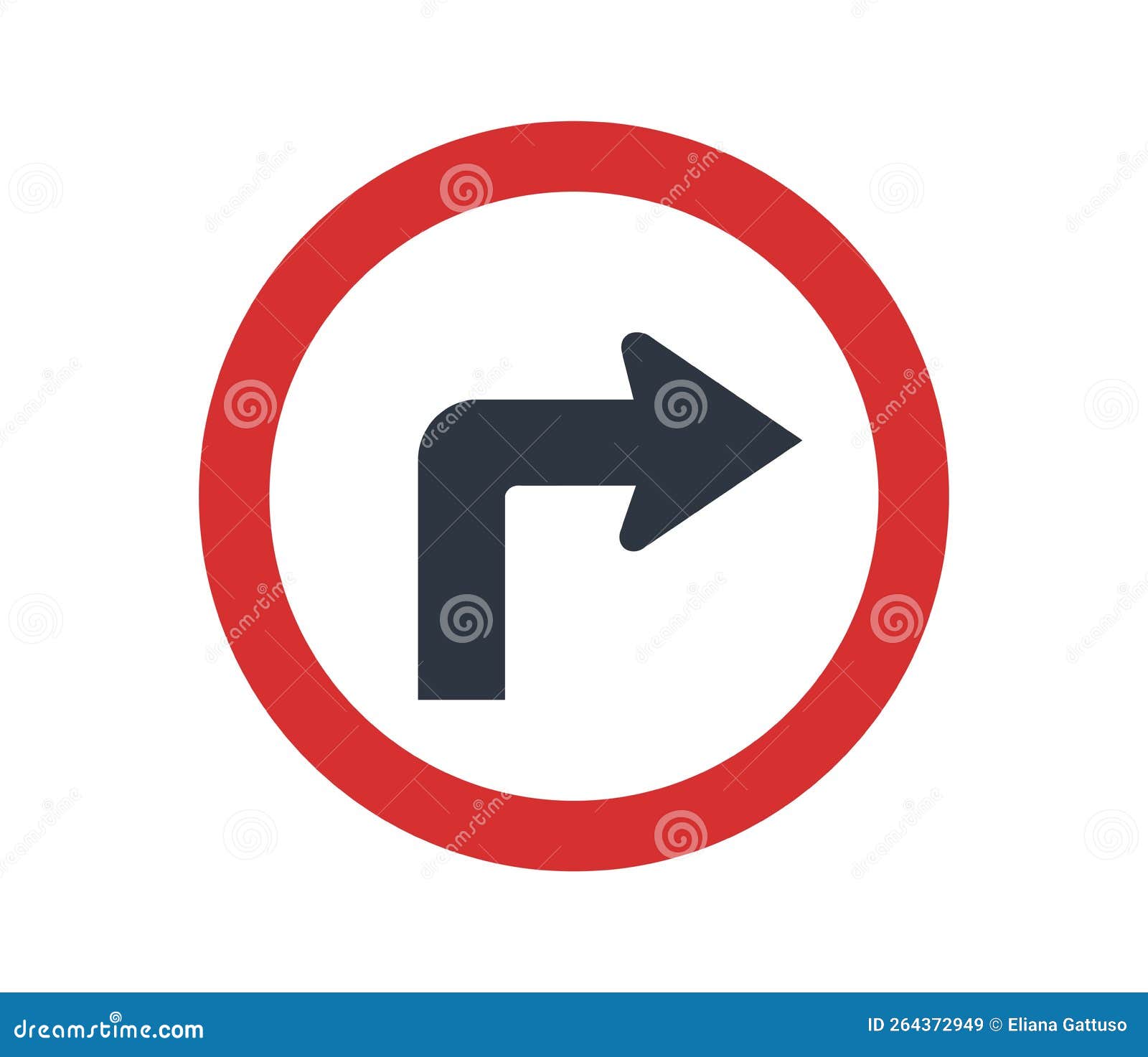 Sharp Right Turn Traffic Sign. Flat Design Stock Vector - Illustration ...