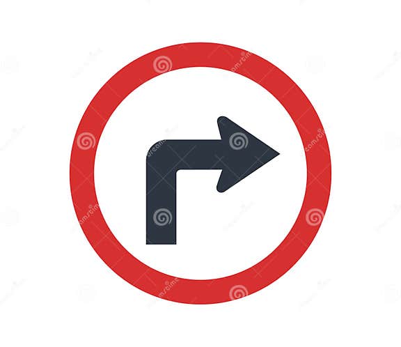 Sharp Right Turn Traffic Sign. Flat Design Stock Vector - Illustration ...