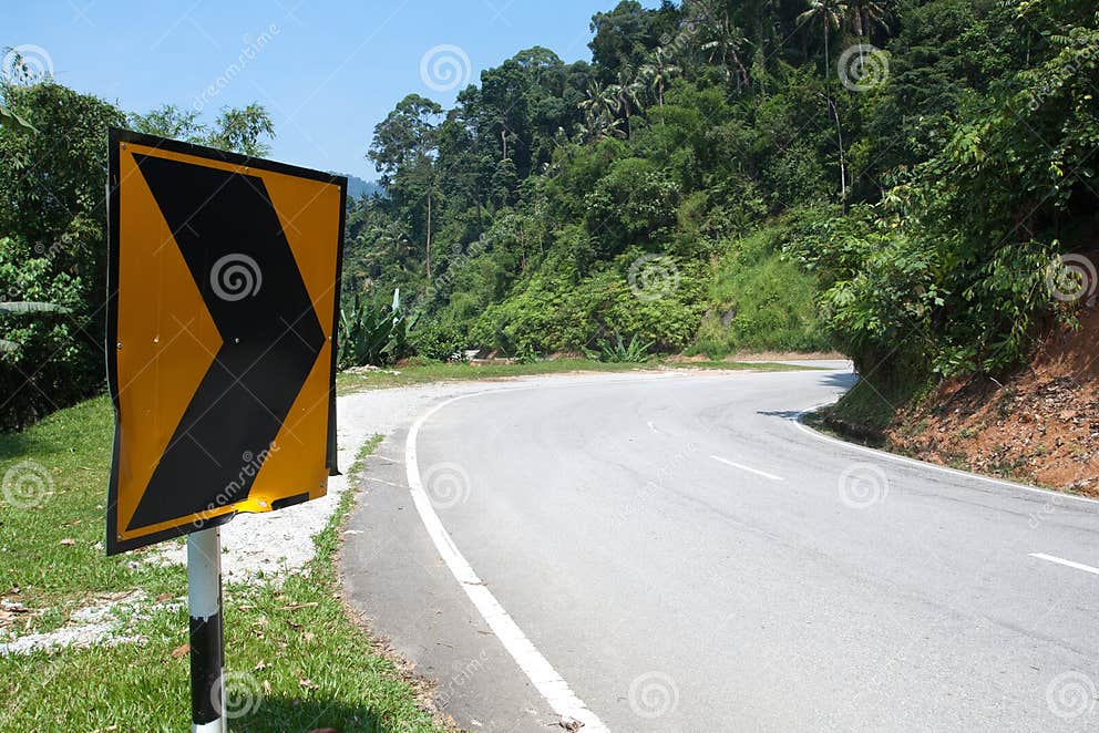 Sharp road curve sign stock photo. Image of summer, indication - 22924226
