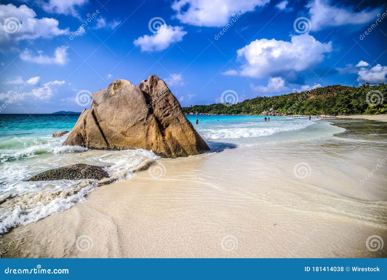 Sharp Rock on the Beach Surrounded by the Sea and Greenery Under the ...