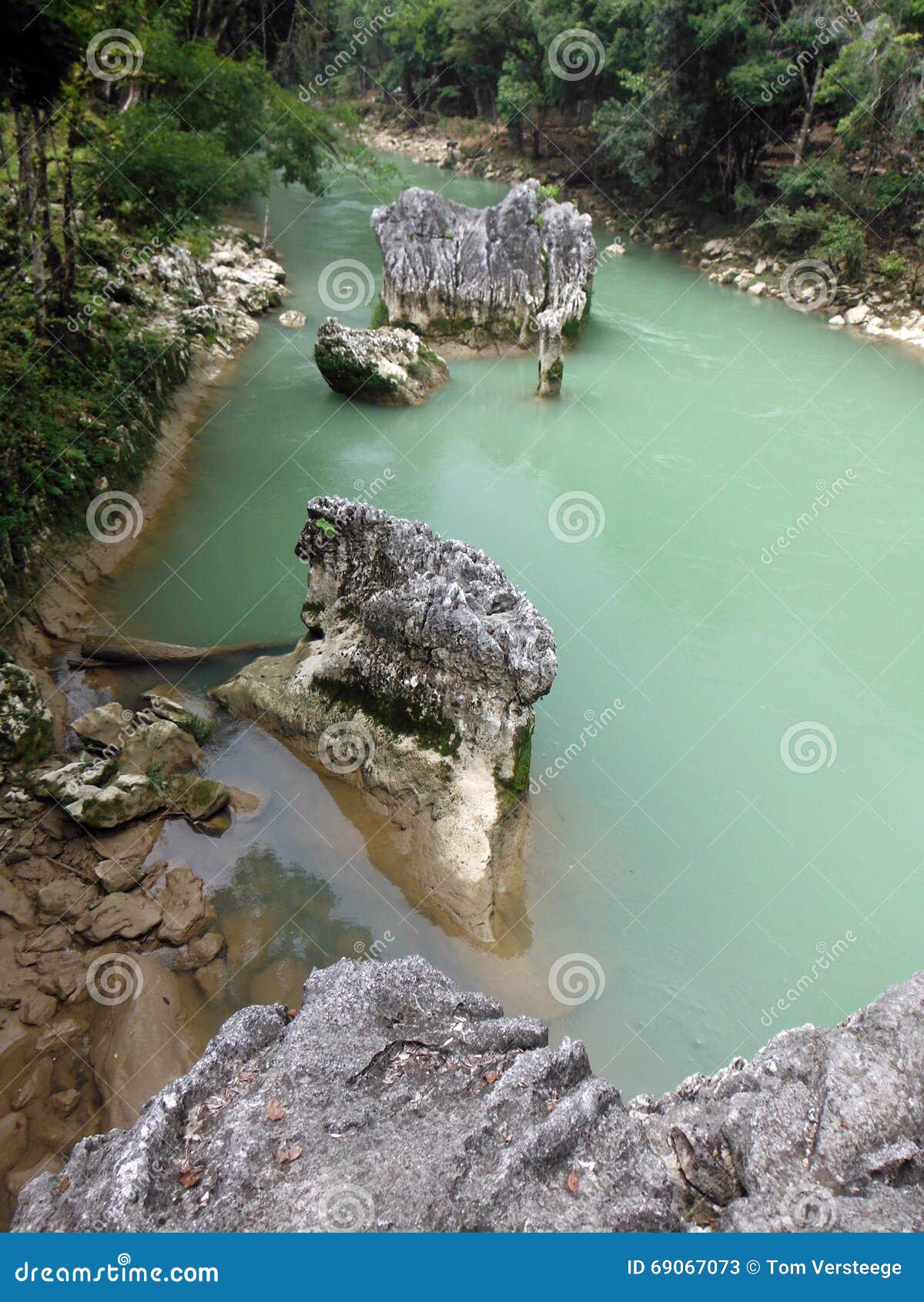 Sharp Rocks in Cahabon River at Semuc Champey Stock Image - Image of ...
