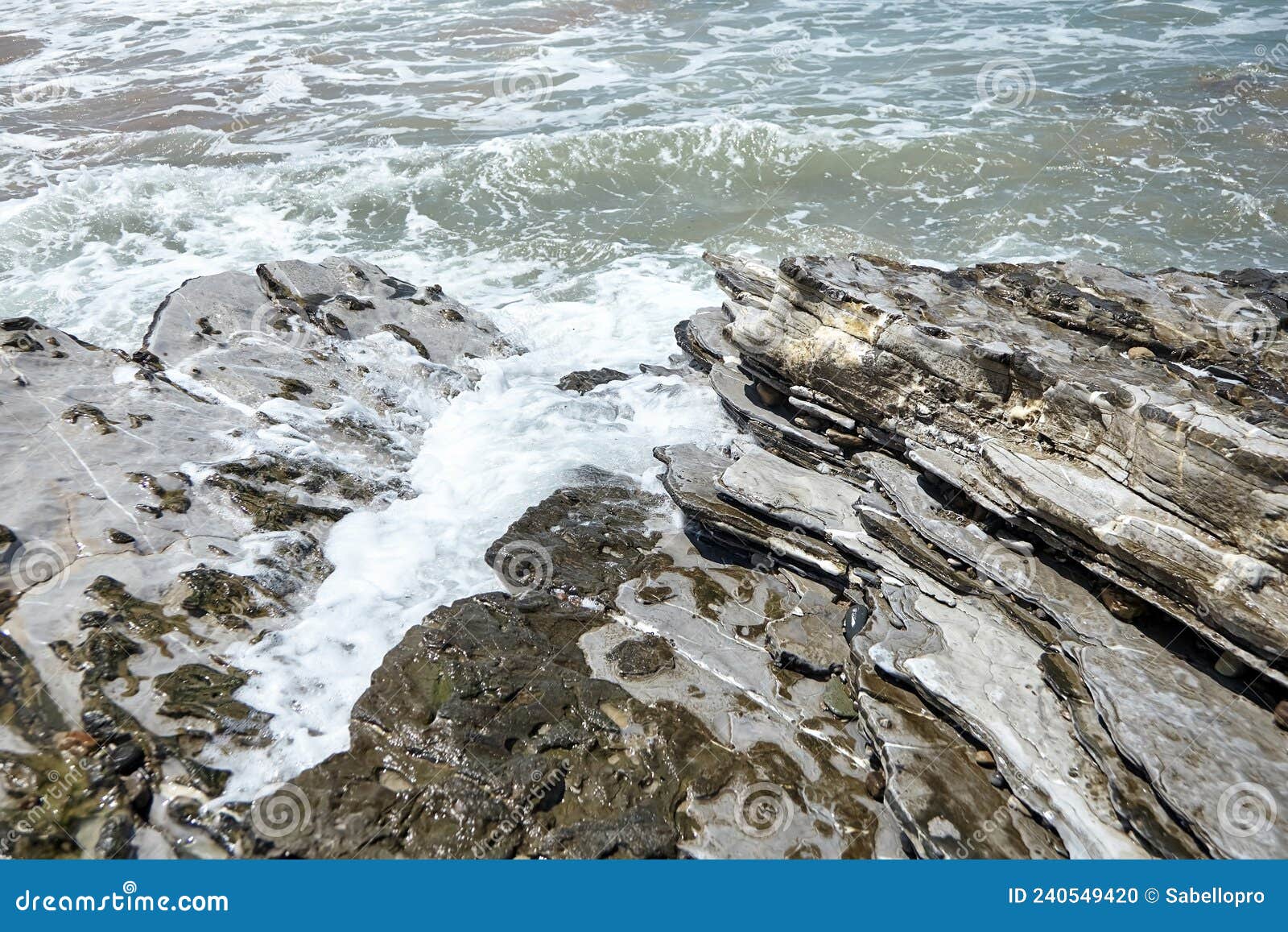 Sharp Rocks on Ocean Coast. Stones and Water Stock Photo - Image of ...