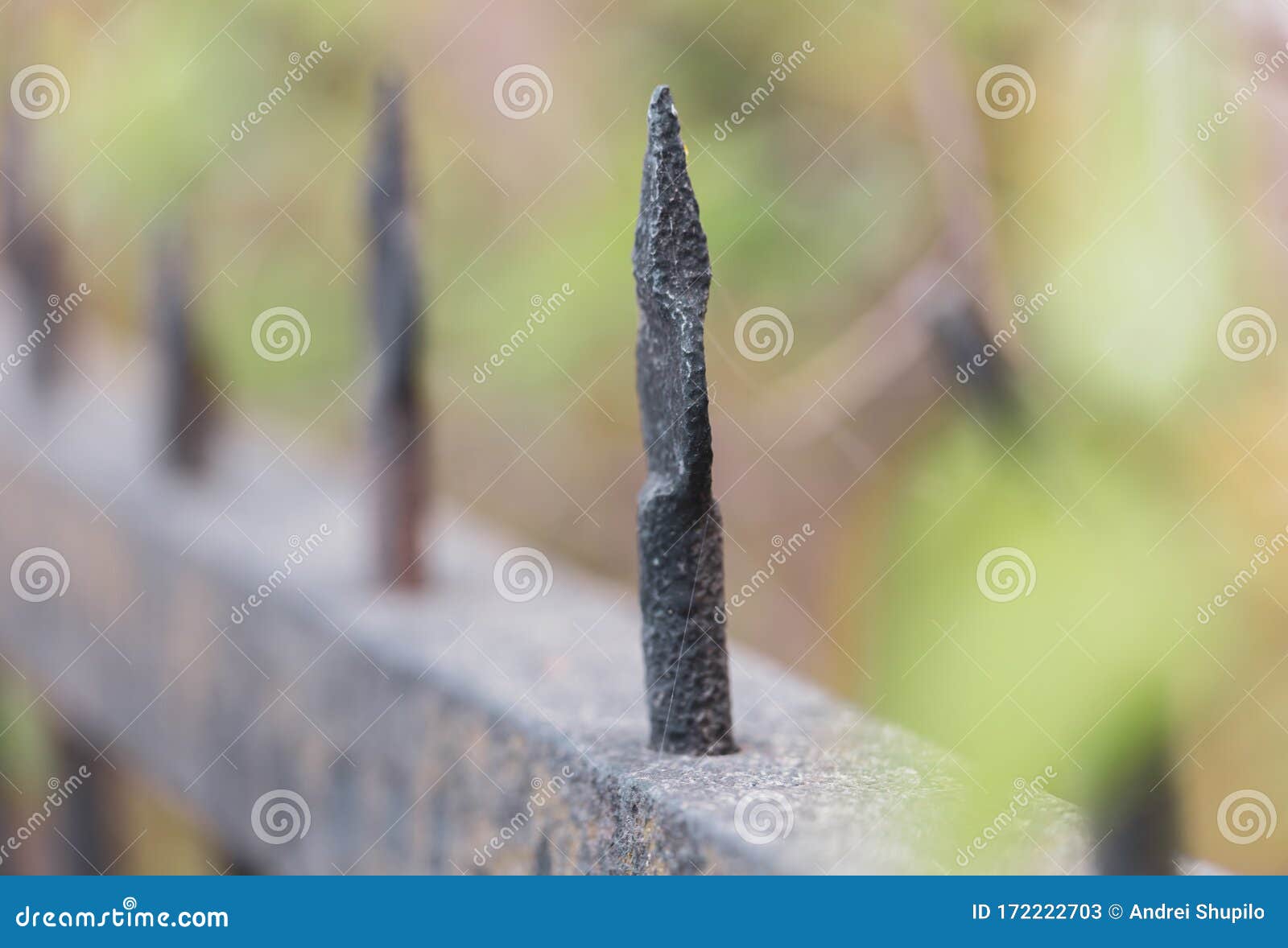 Sharp Rusty Pin on the Fence Stock Image - Image of metal, protection ...