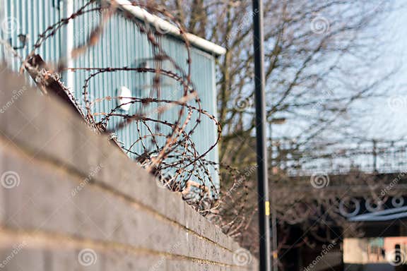 Razor Wire stock photo. Image of north, manchester, town - 108520664
