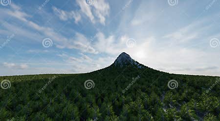 The Sharp-shaped Mountain is Surrounded by a Dense Forest of Lush Trees ...