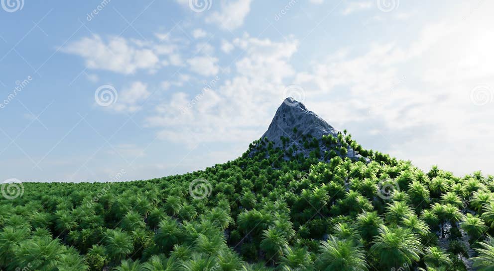 The Sharp-shaped Mountain is Surrounded by a Dense Forest of Lush Trees ...